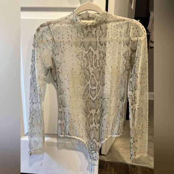 Tops | Snake Print Mesh Bodysuit | Poshmark